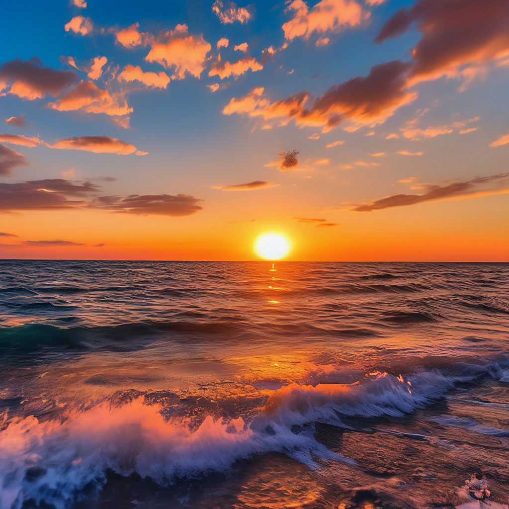 "Sunset on the sea, aesthetically pleasing, beautiful, realistic ...