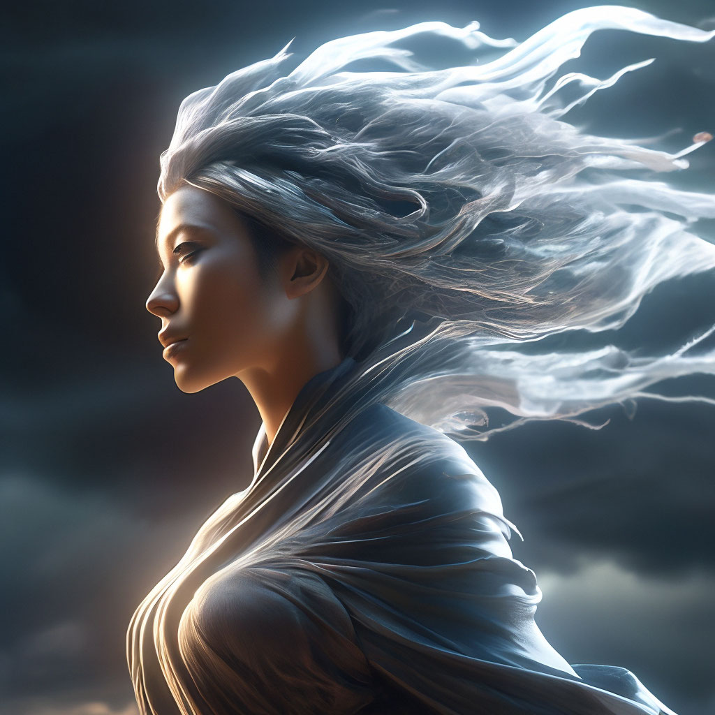 "Wind elemental, profile, storm, dress of storm and wind, lightning in ...