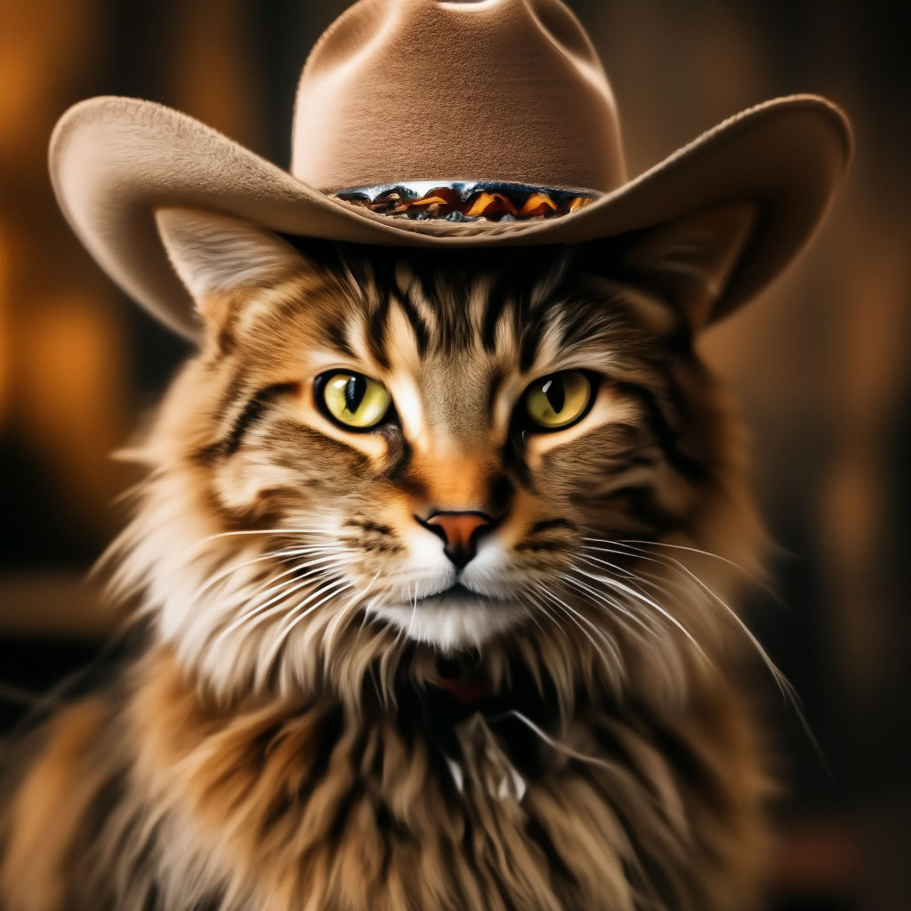 "The cat in the cowboy hat | Hecker" — image created in Shedevrum