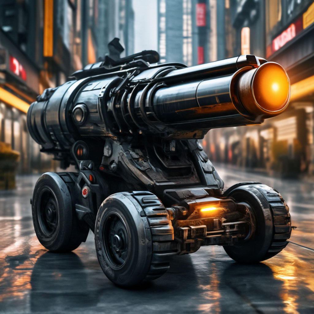 "Cannon, cyberpunk, hyper-detail, professional photo, high resolution ...