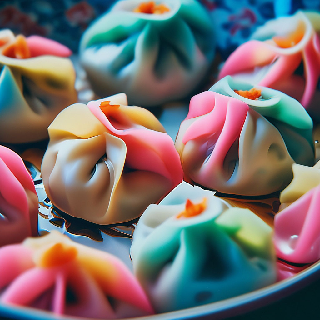 "Dumplings in chinese, aesthetically pleasing, beautiful, realistic ...