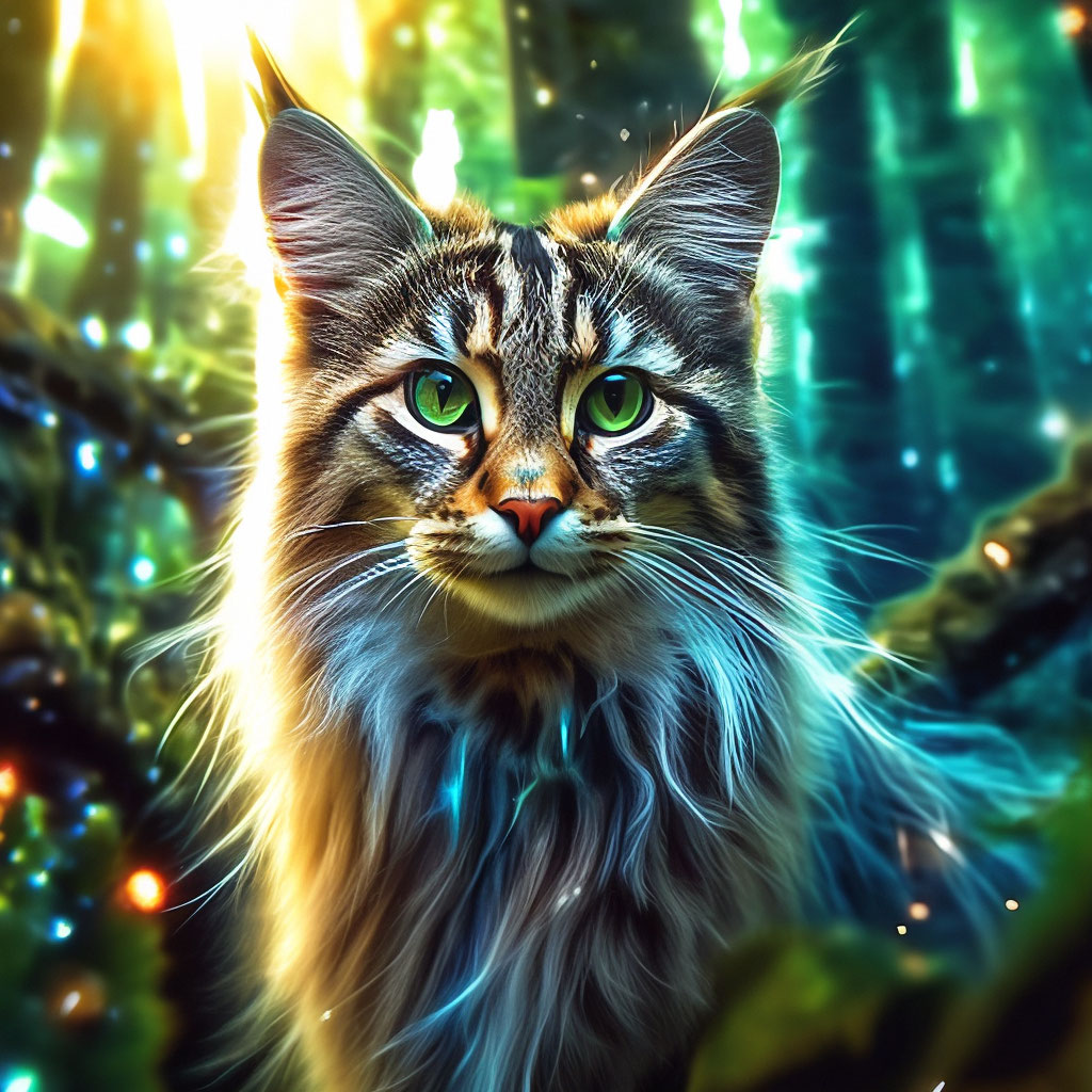 "Hyperrealism, a beautiful, spectacular cat consisting of impulses and ...