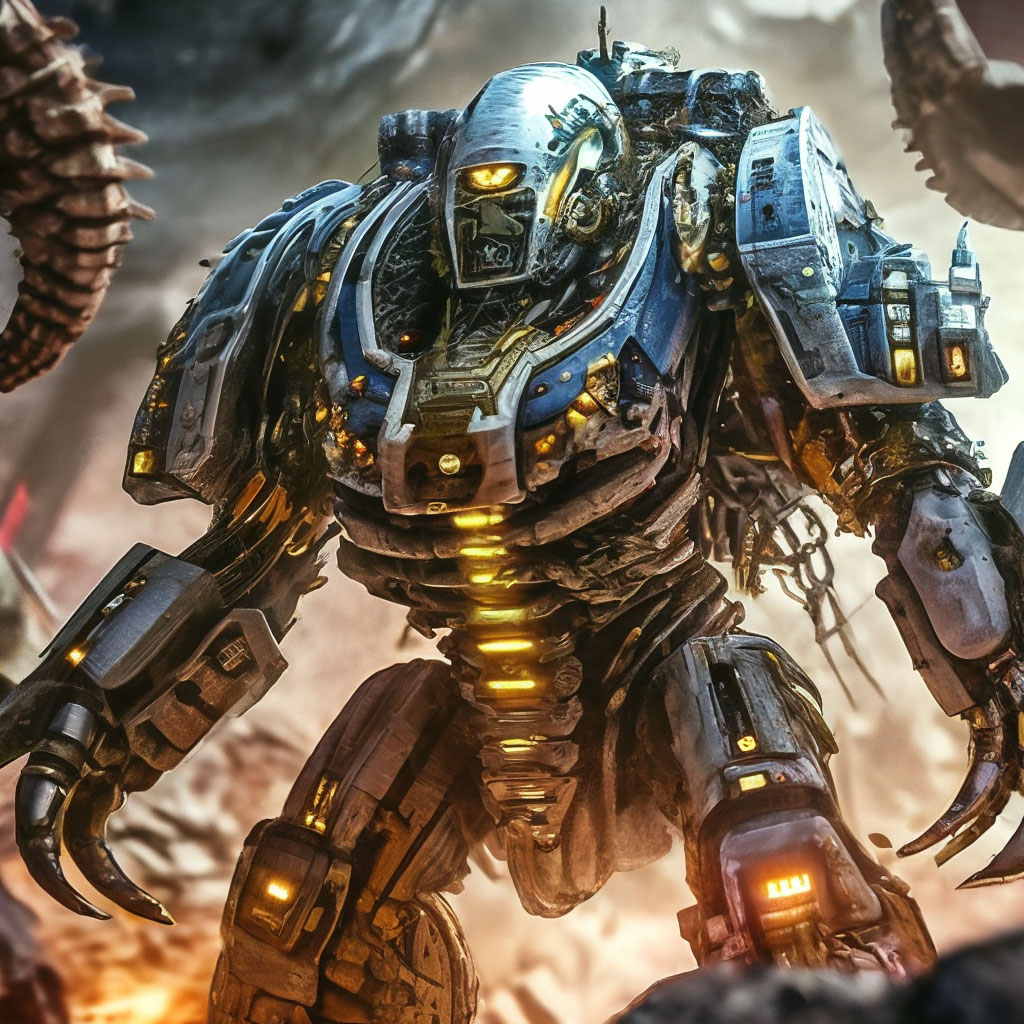 "Epic Dreadnought battle in the form of alien xenomorph, fighting ...