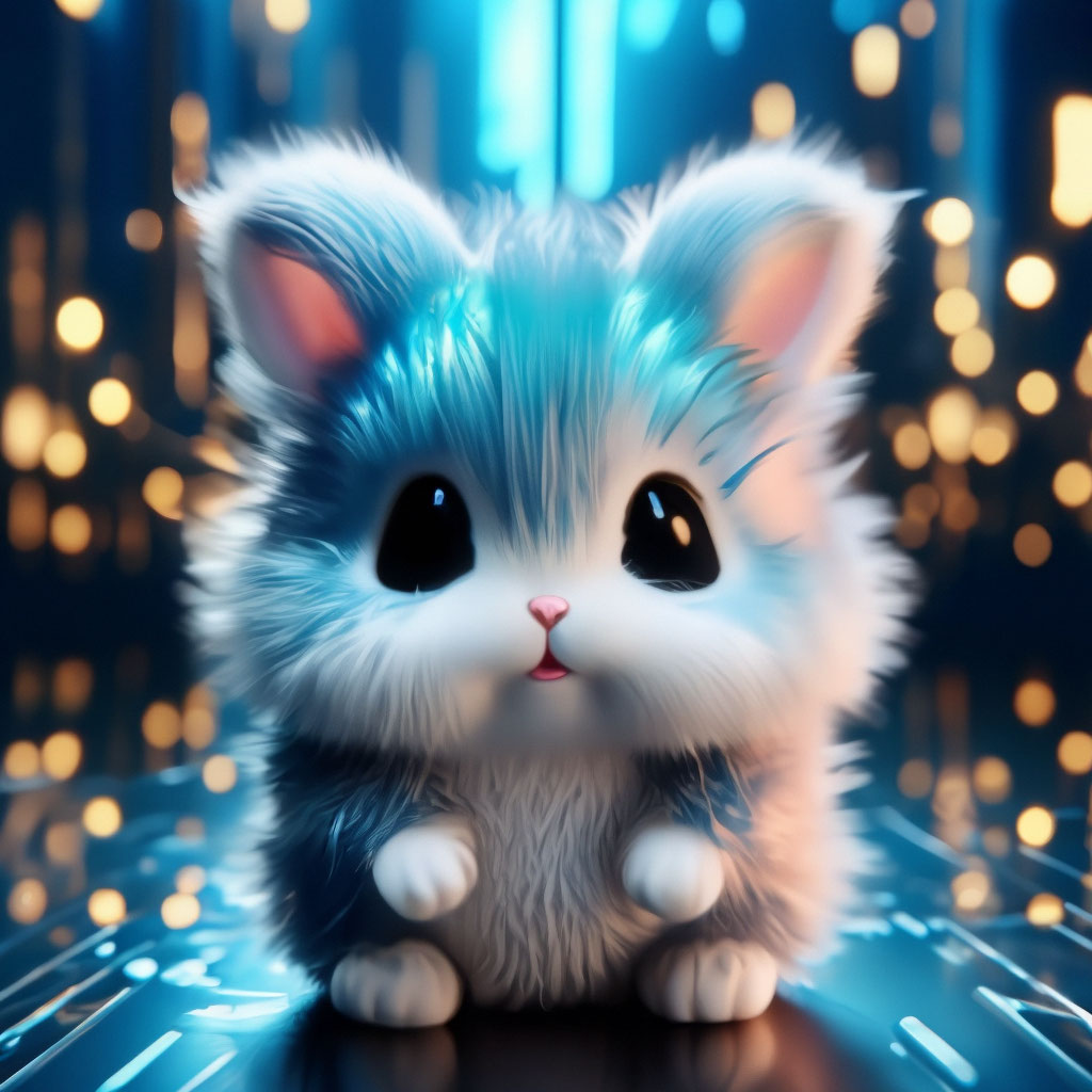 "Cute three-dimensional fluffy bubble character-hybrid kitten,rabbit ...