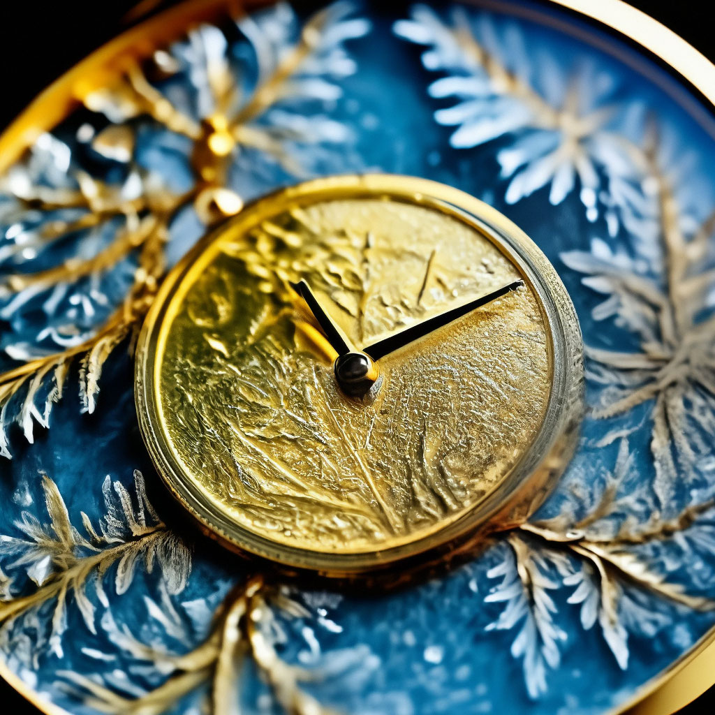 "The Ruble of Time Frost painted frosty patterns on a glass gold coin ...