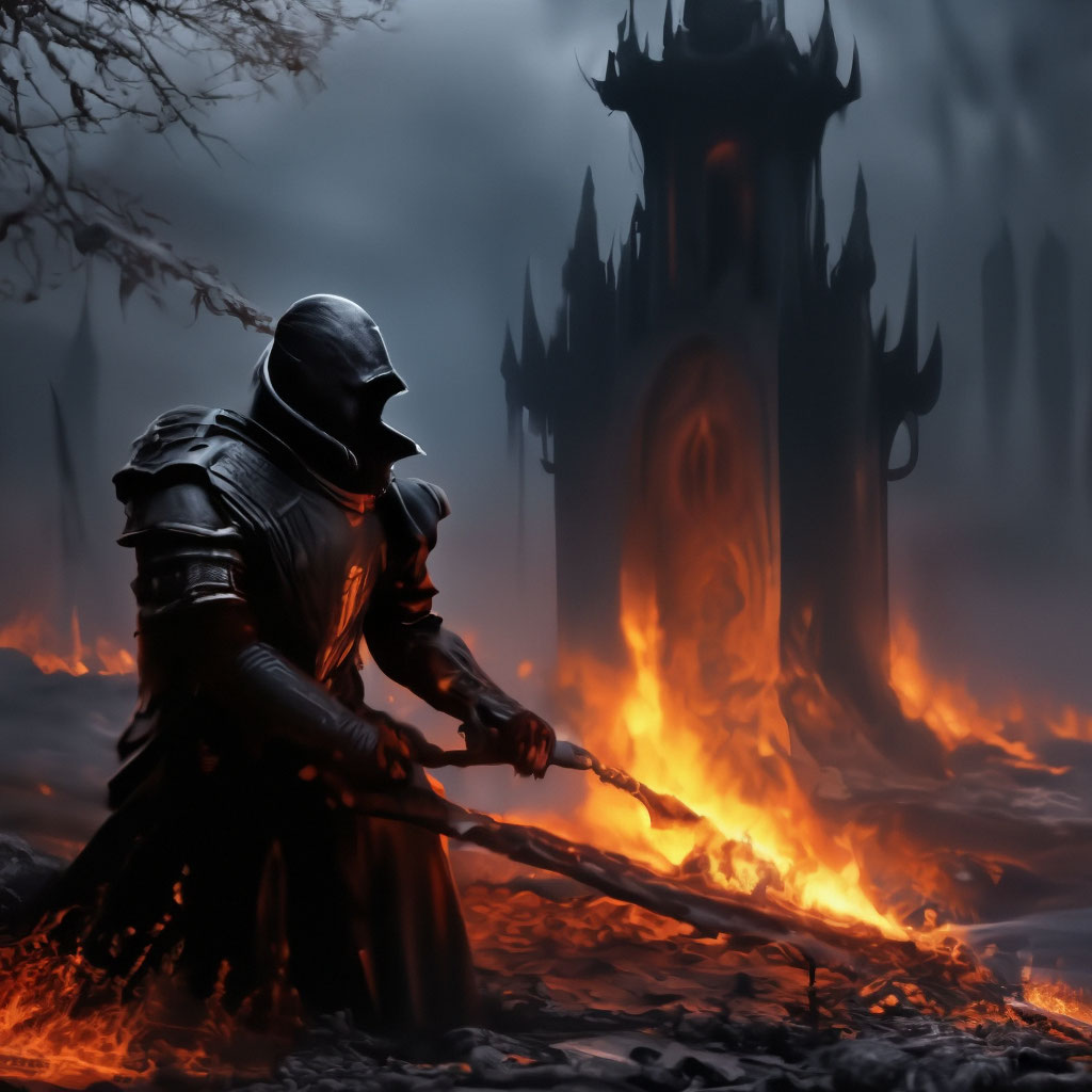 "Inquisitor Gothic darkly bonfires" — image created in Shedevrum