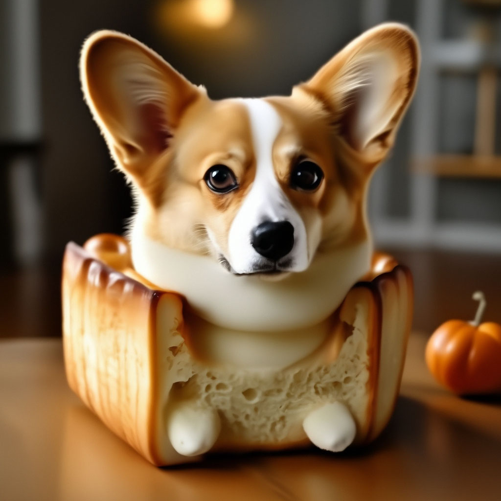 "Bread Corgi" — image created in Shedevrum