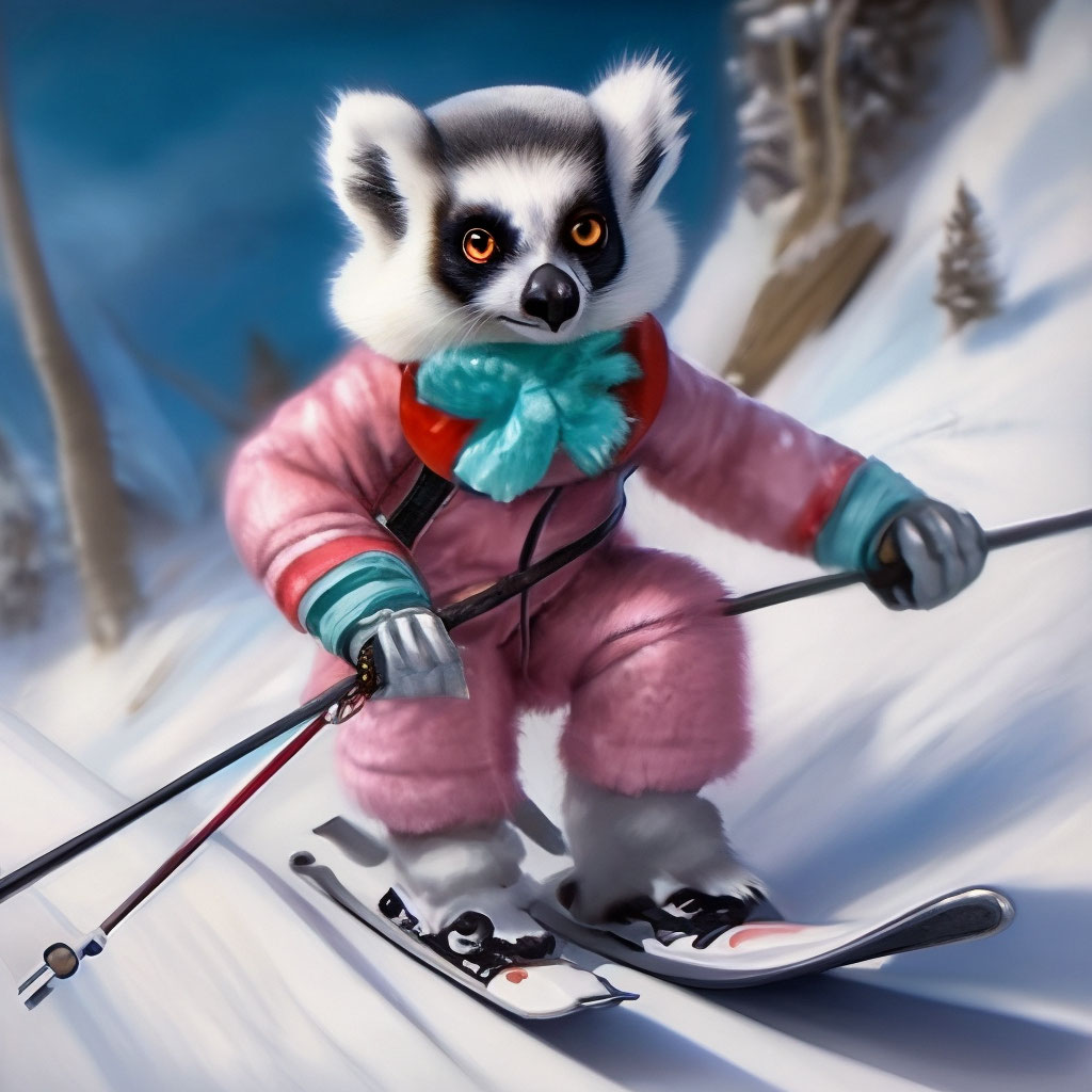 "Mimimish nyashki lemur on skis . peppermint+frost+pepper+lemon skiing ...