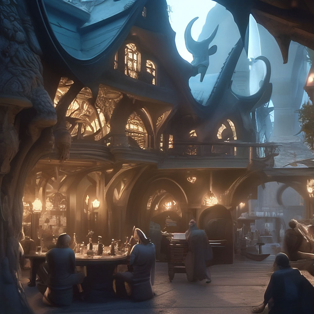 "A tavern in Mordor. 17th century, goblins, filigree. 4k. clear drawing ...