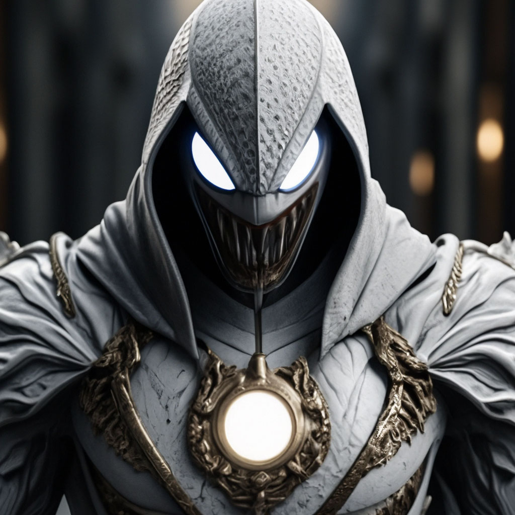 "Moon Knight + Venom, Marvel, fangs, white tentacles, creepy, white ...