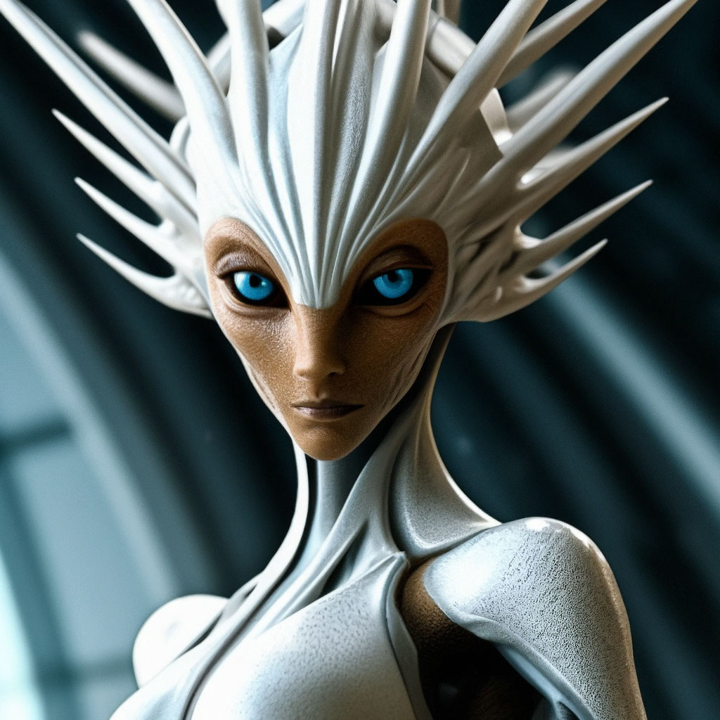 "THE HEROINE is A FULL-LENGTH ALIEN in flight with a slender white ...