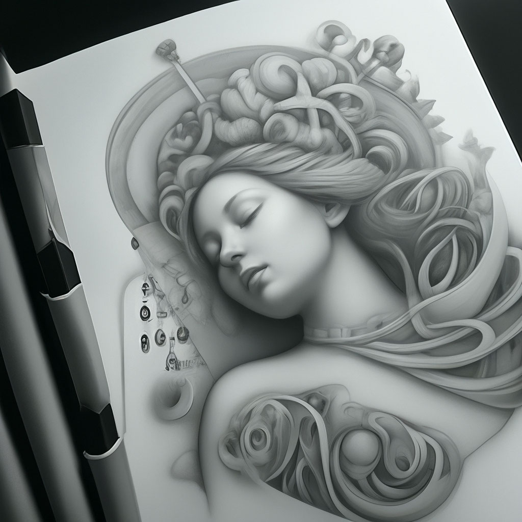"The melody of the soul drawn in pencil" — image created in Shedevrum