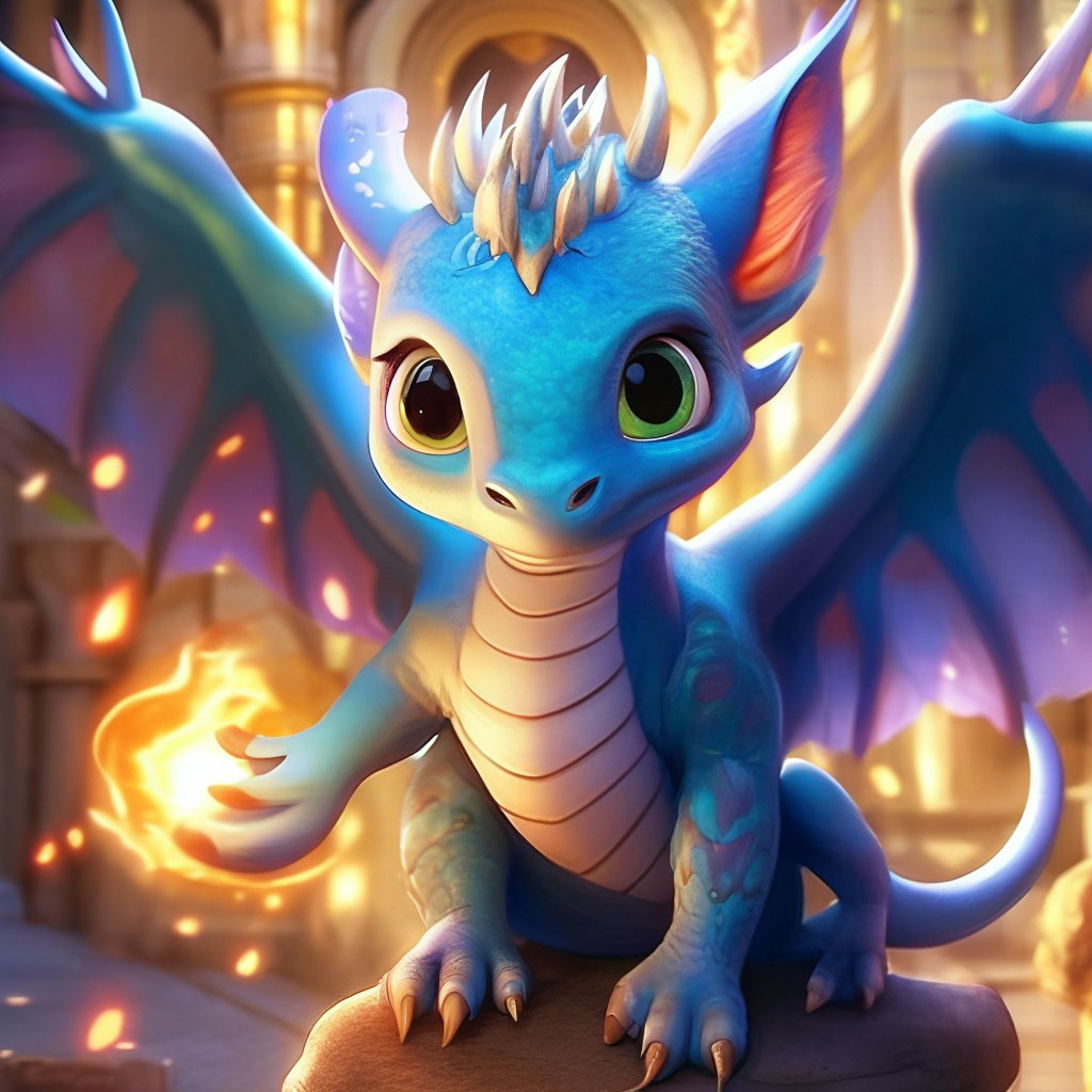 "A fictional magic dragon beautiful cute very mega beautiful cartoon ...