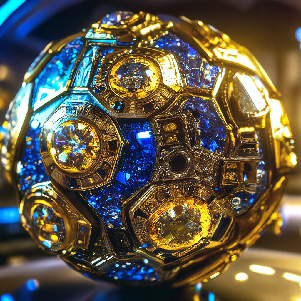 "Bionic soccer ball covered with sapphire and diamonds, steampunk, 32k ...