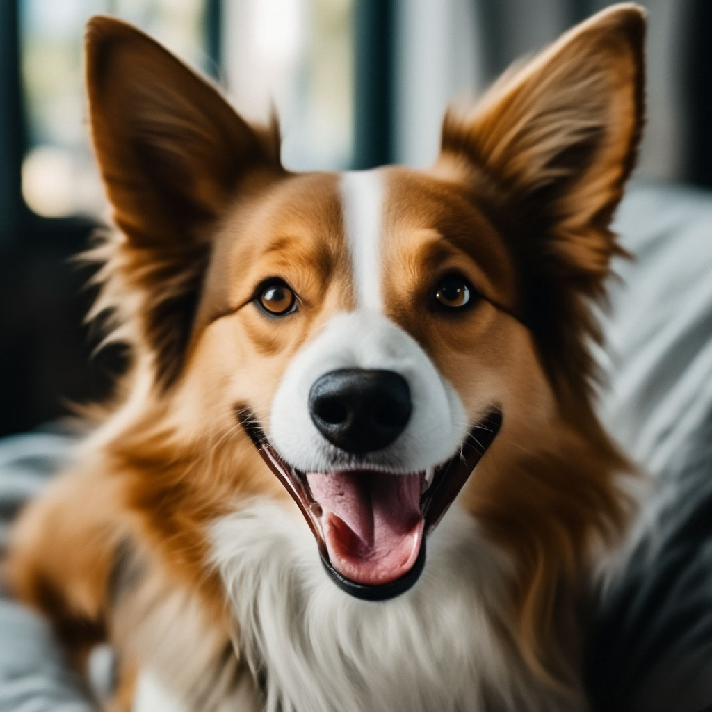 "The dog smiles with a sly look" — image created in Shedevrum
