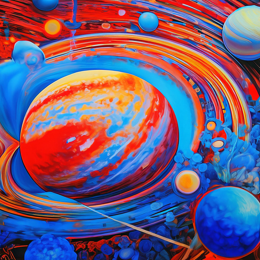 "The great planet jupiter, Full hd botanical art, pointillism style ...