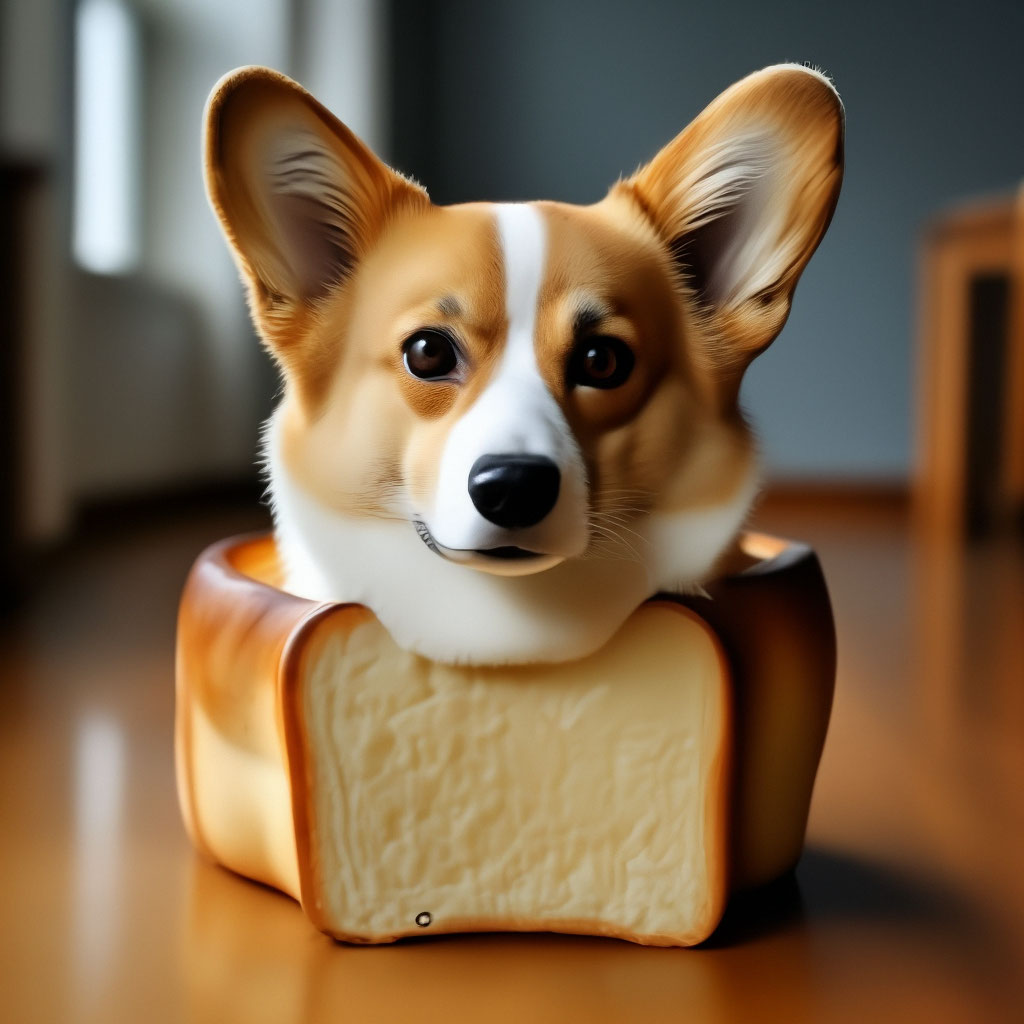 "Bread Corgi" — image created in Shedevrum