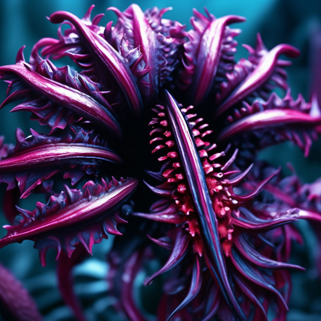 "Mythical predatory flower nicodemus, horror, gloomy atmosphere, super ...