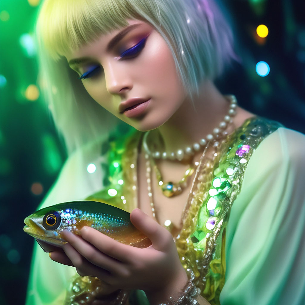 "A girl in light green,long crystal eyelashes,120k,high quality ...