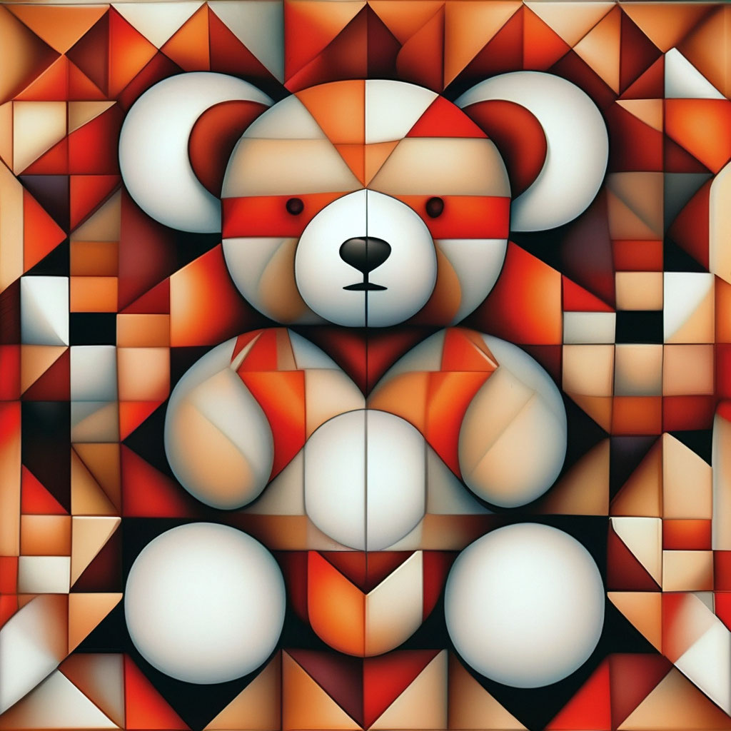 "Beautiful three-dimensional geometry in teddy bear motif, white, brown ...