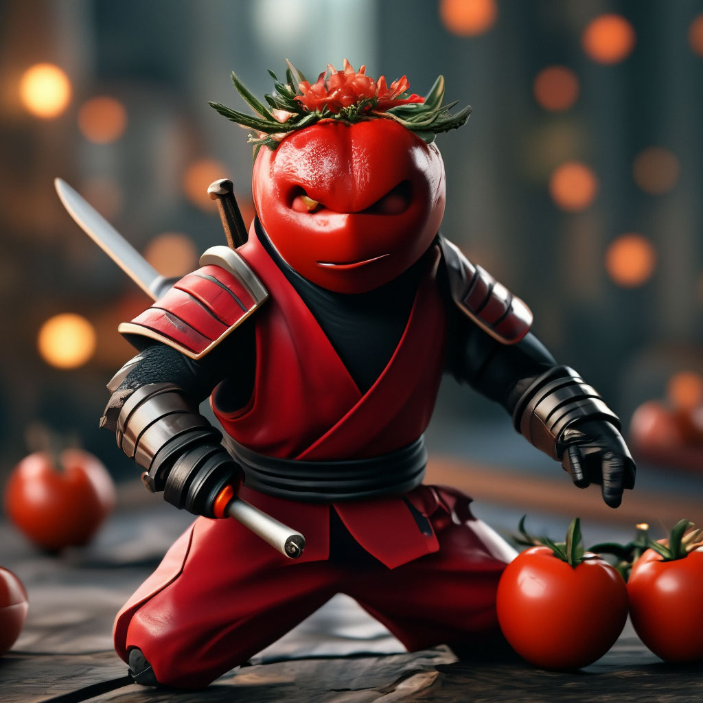 "Tomato Ninja" — image created in Shedevrum