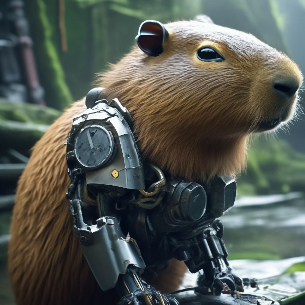 "Cyborg capybara,detailed,super detailed,realistic,real life,capybara ...
