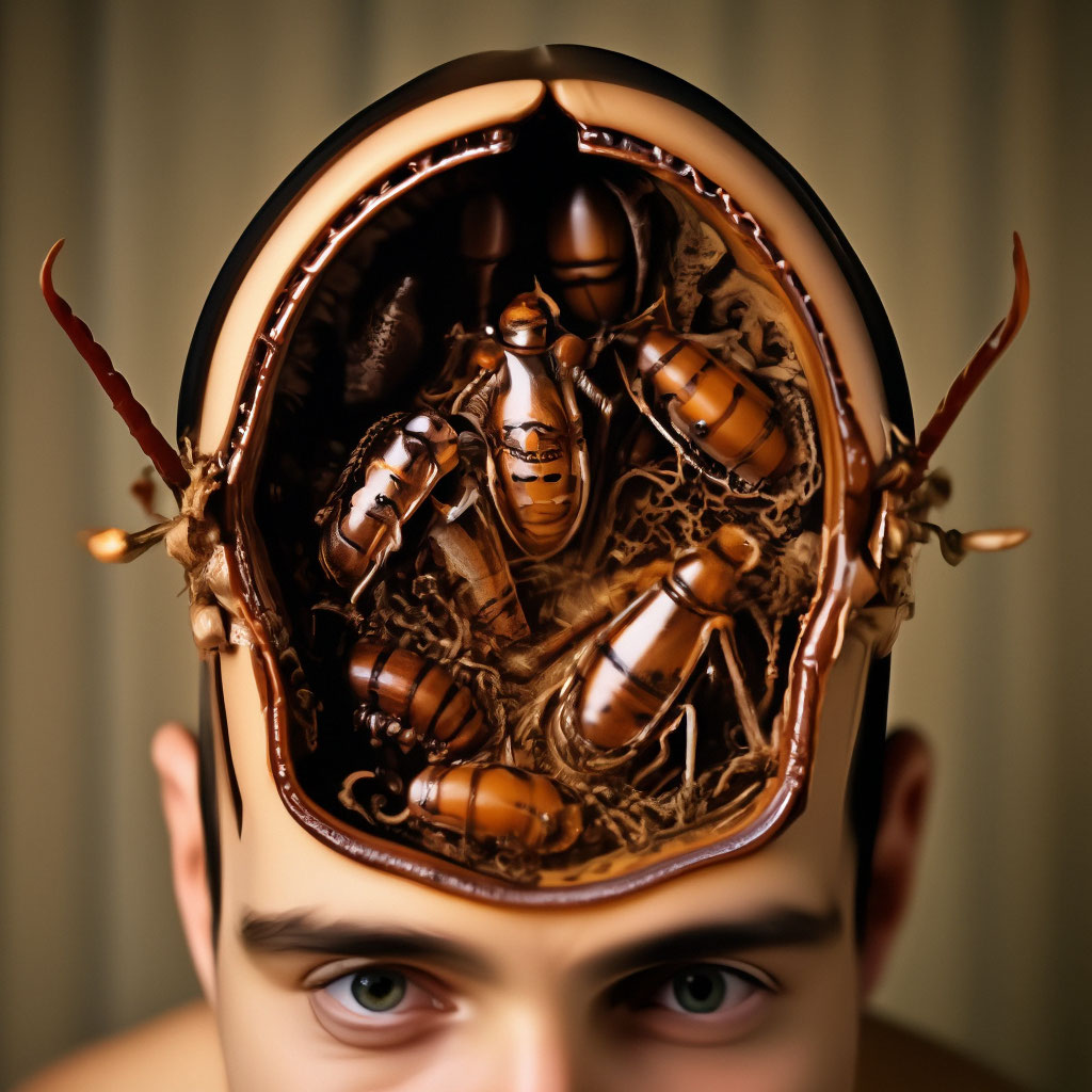 "Cockroaches in your head the human head is a cross-section view, it's ...