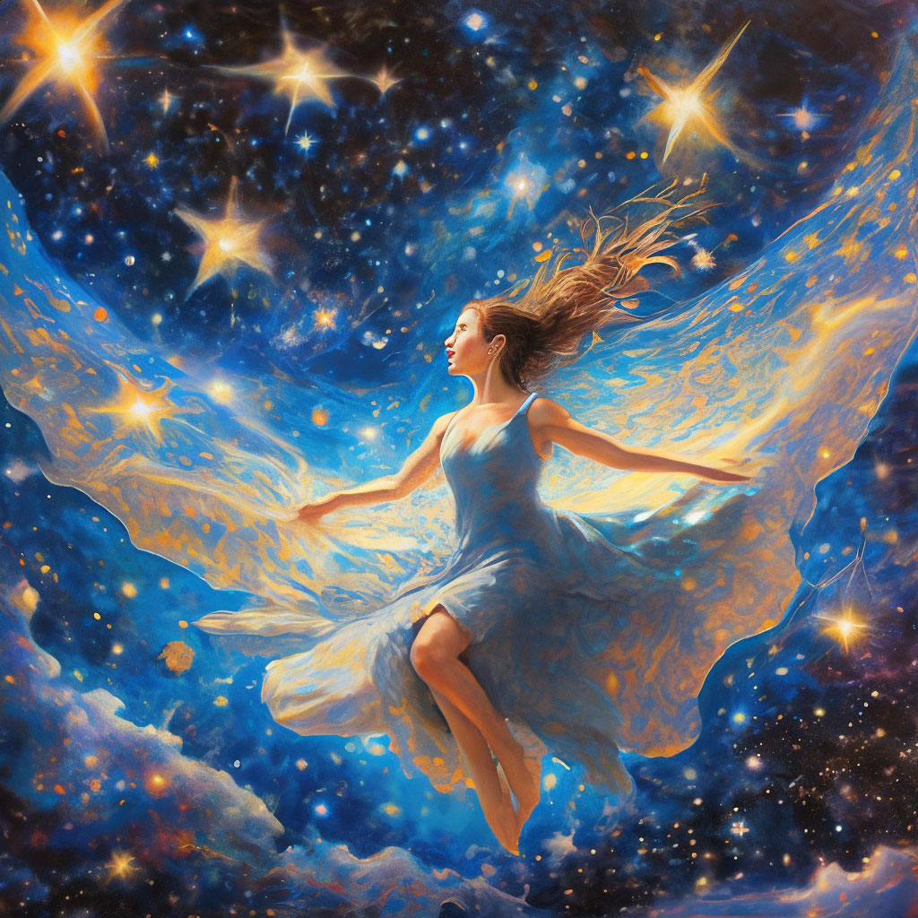 "A flying soul among the stars" — image created in Shedevrum
