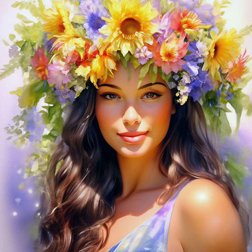 "Watercolor, drawing, photorealism, beautiful, Summer Beauty, in a ...