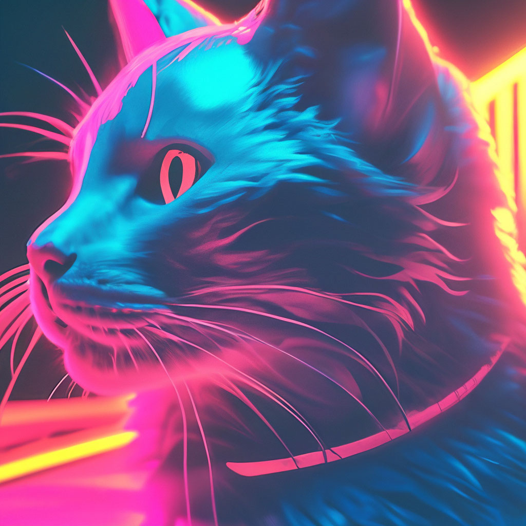 "Neon cat" — image created in Shedevrum