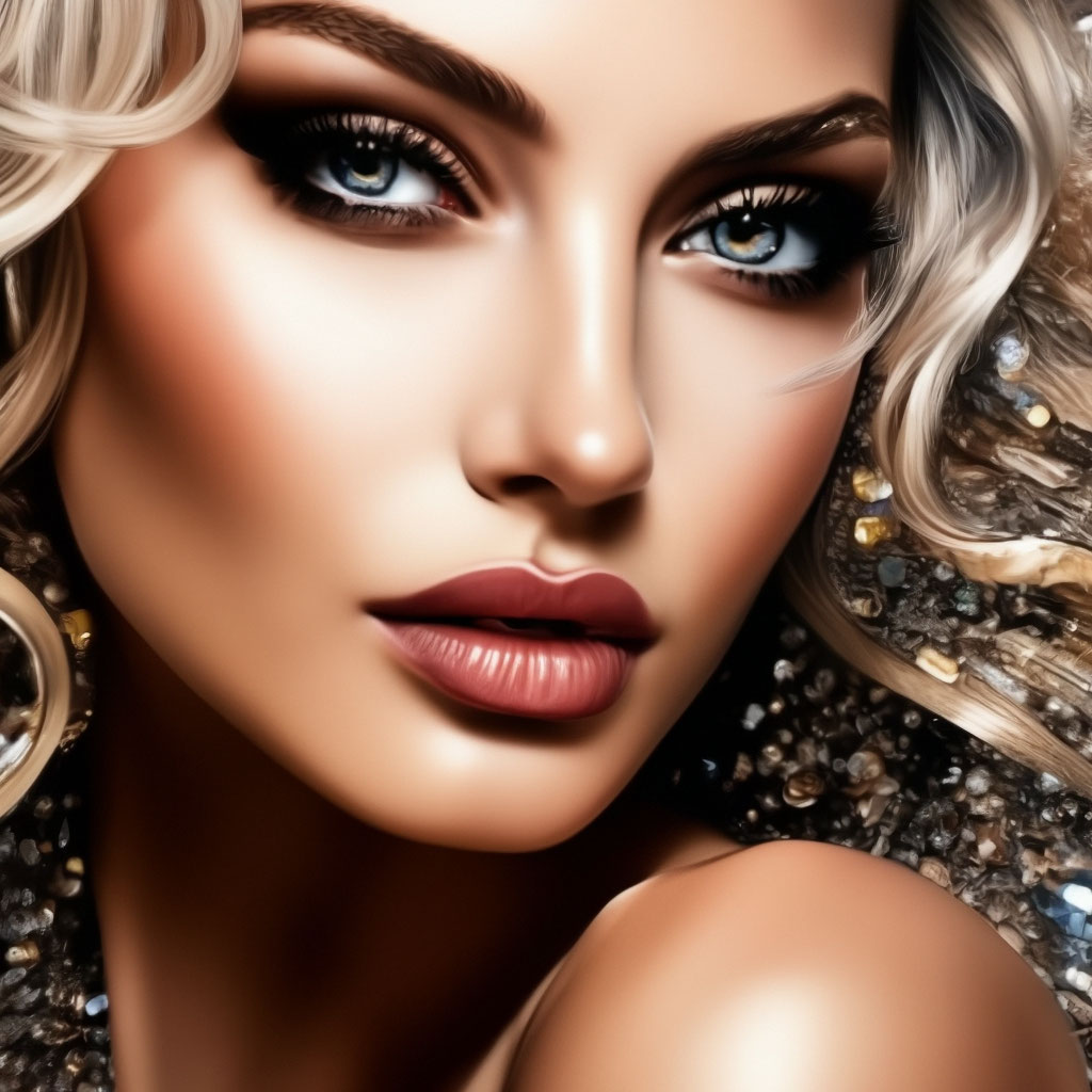 "Watercolor, drawing a luxurious alluring Woman beautiful bright with ...