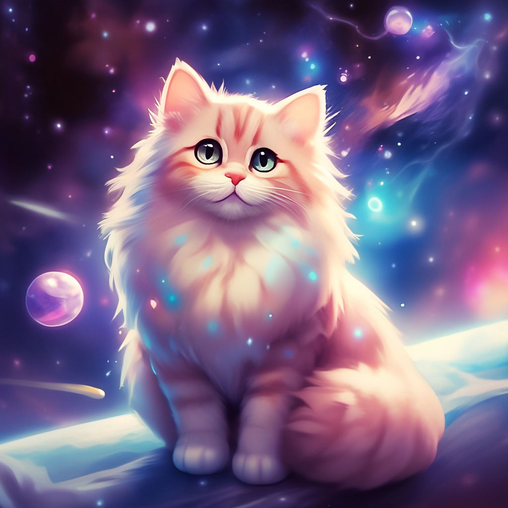"Galaxy, fluffy cat,milota" — image created in Shedevrum