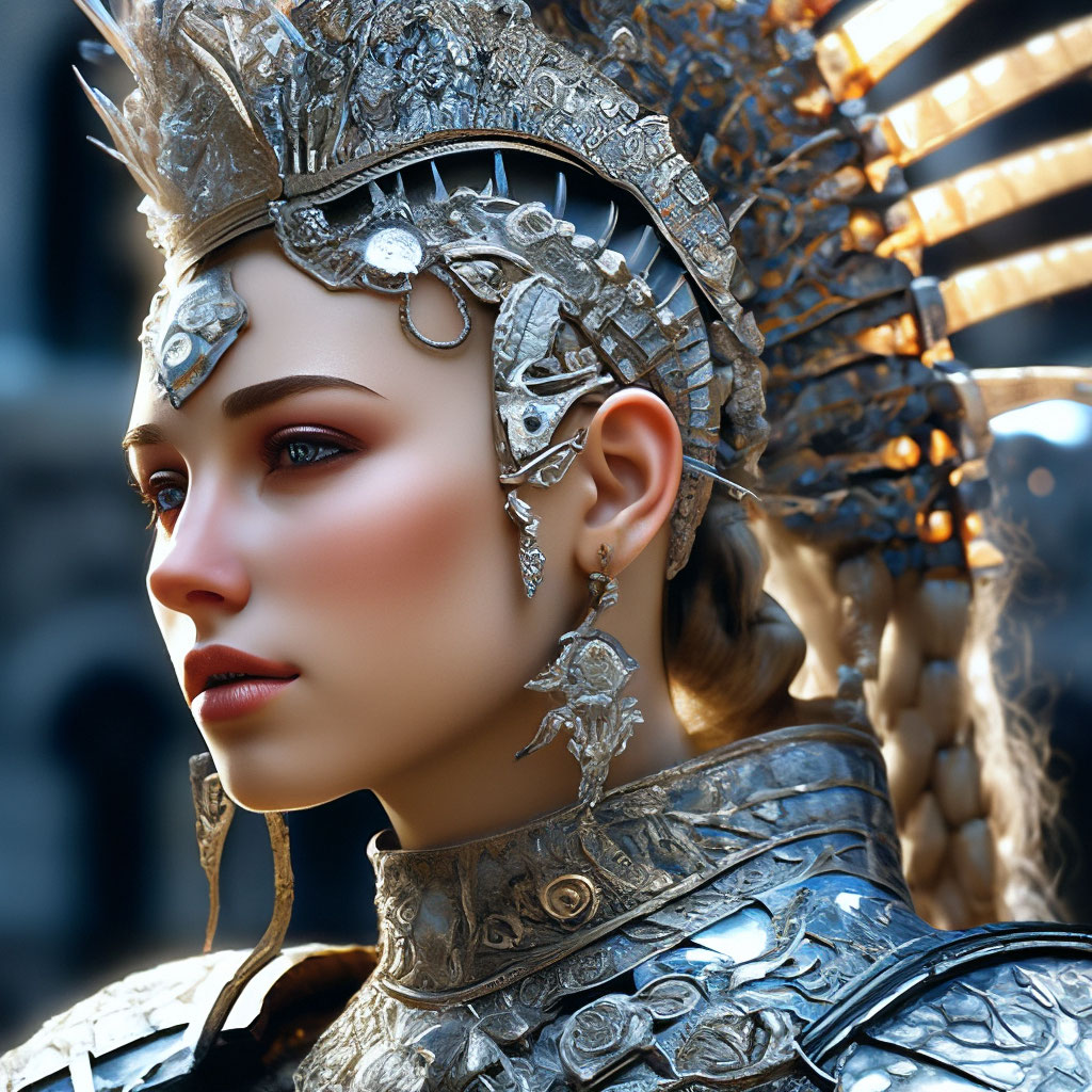 "Photorealism photo portrait, girl in knight's armor,mohawk,bright ...