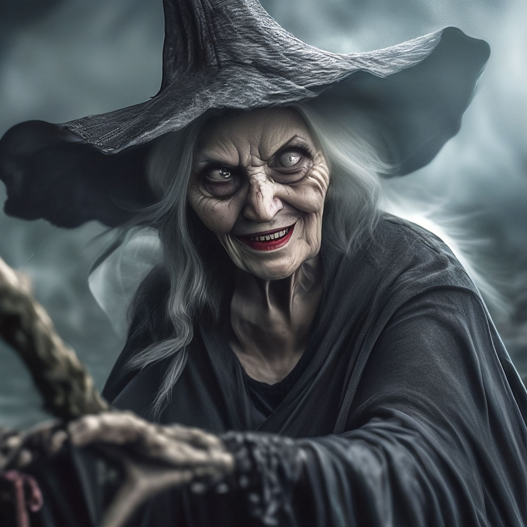 "The scariest witch, old, vile, evil, ugly, as if alive, high ...