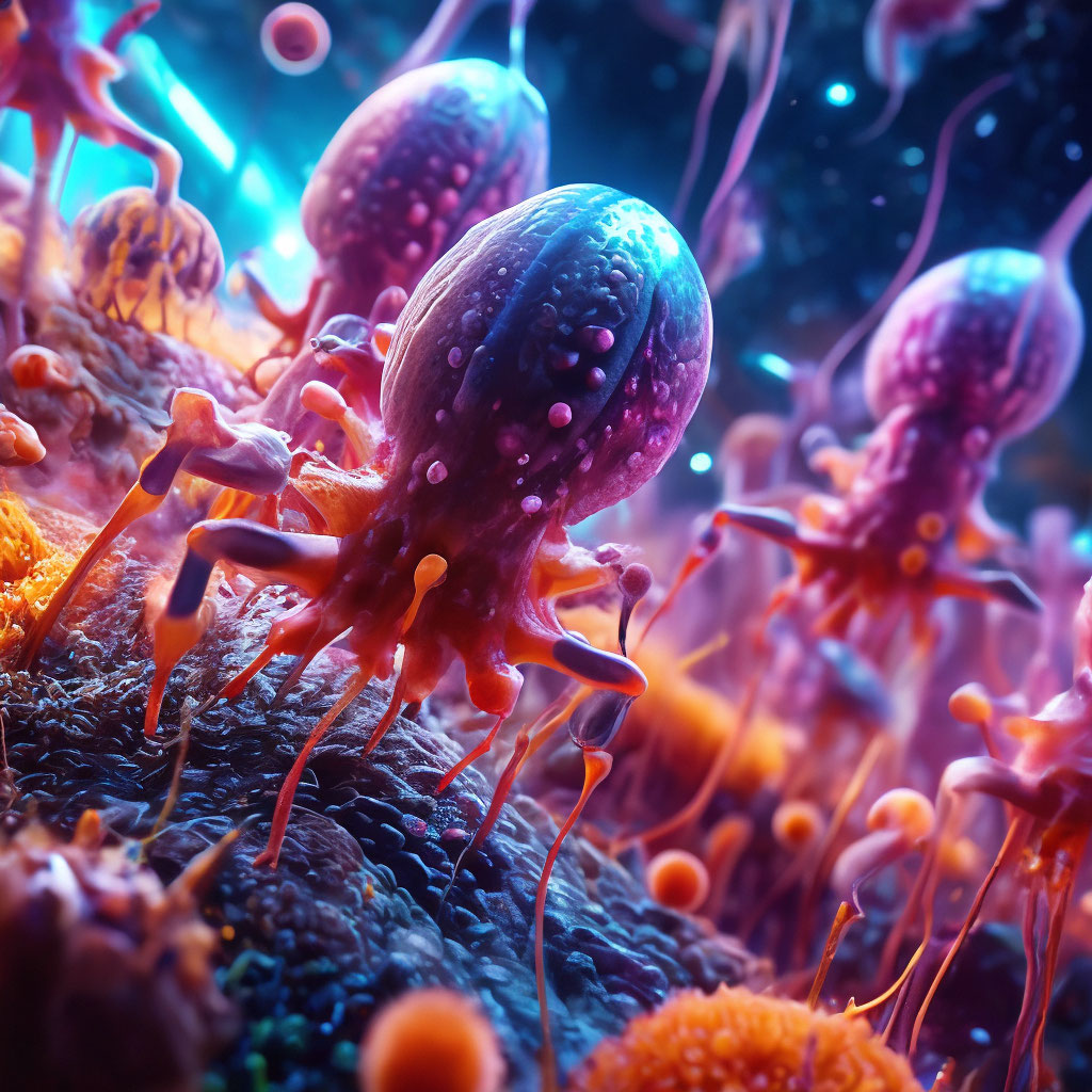 "Microspace . Abstract+random forms of alien bacteria creatures ...
