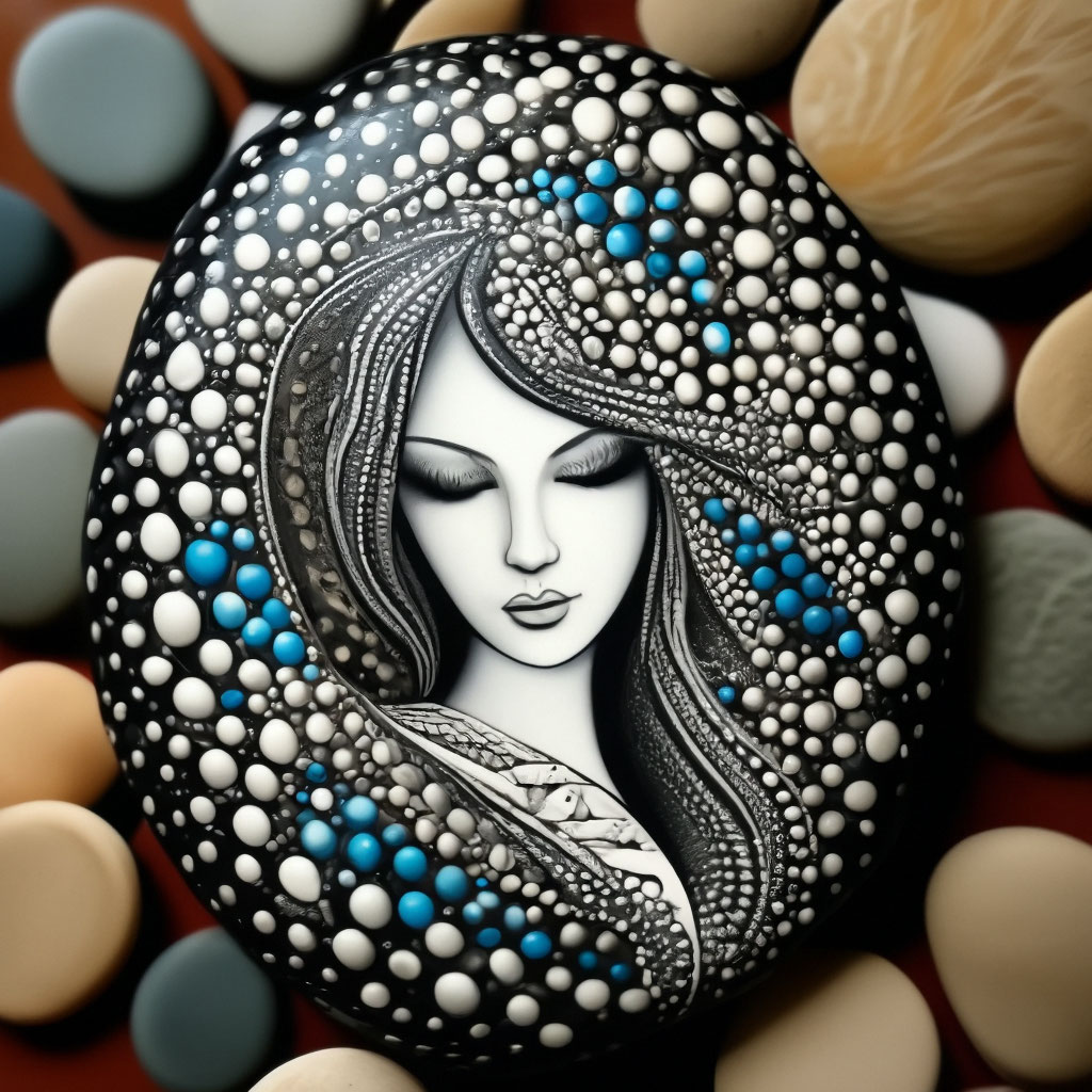 "Stone painting, flat stone, zendots painting, zentangle, doorwork ...