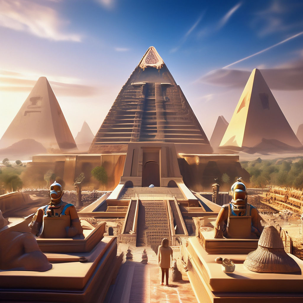 "Hyperrealism. hidden Egyptian city of the pharaohs with majestic ...
