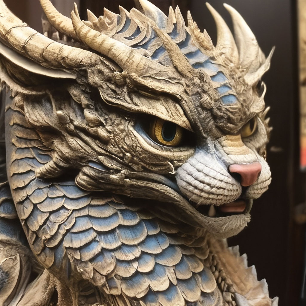 "Dragon-cat, girerrealism, a large number of details" — image created ...