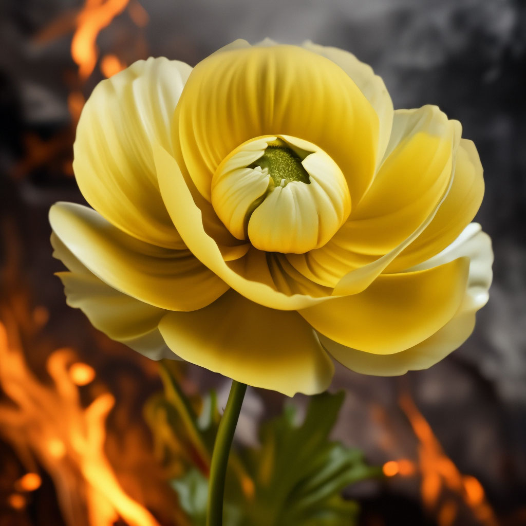 "Flora Hyperrealistic buttercup bloom, strong,beautiful, realistic ...