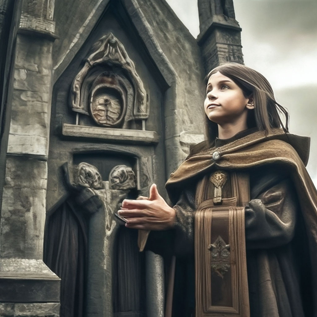 "Cute religious druid with big eyes officiates at the Christian faith ...