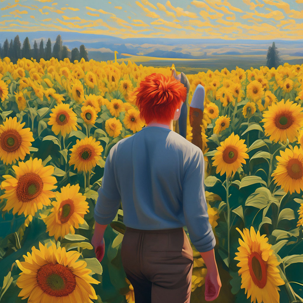 "A red-haired guy from the back makes his way through a field of ...