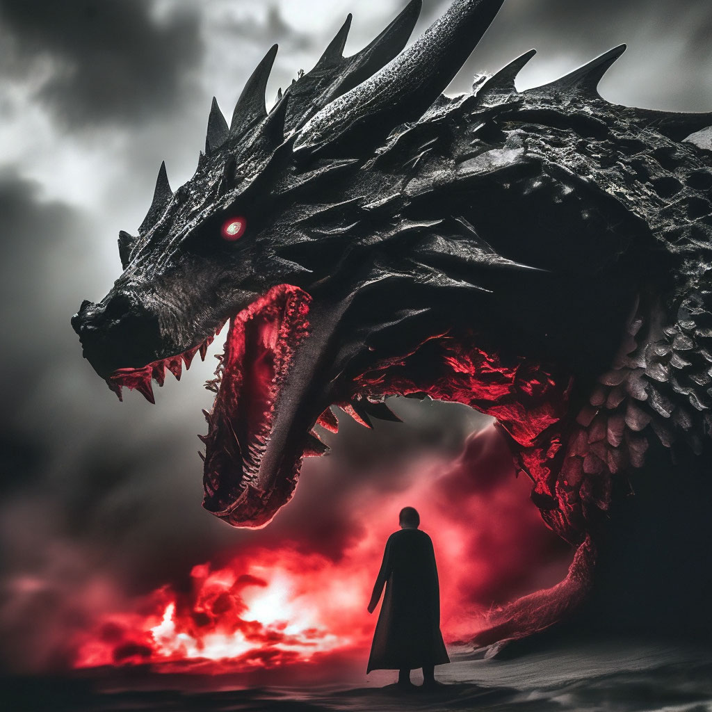 "Gothic, gloom, huge dark red dragon- handsome, brown dragon spewing ...