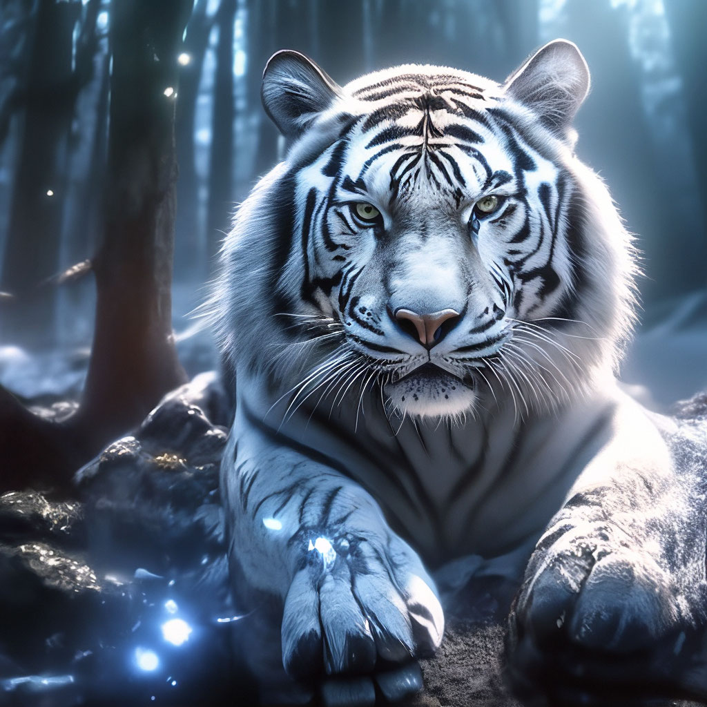"Crystal epic tiger on the crystal epic shore,hyper-detailing of the ...