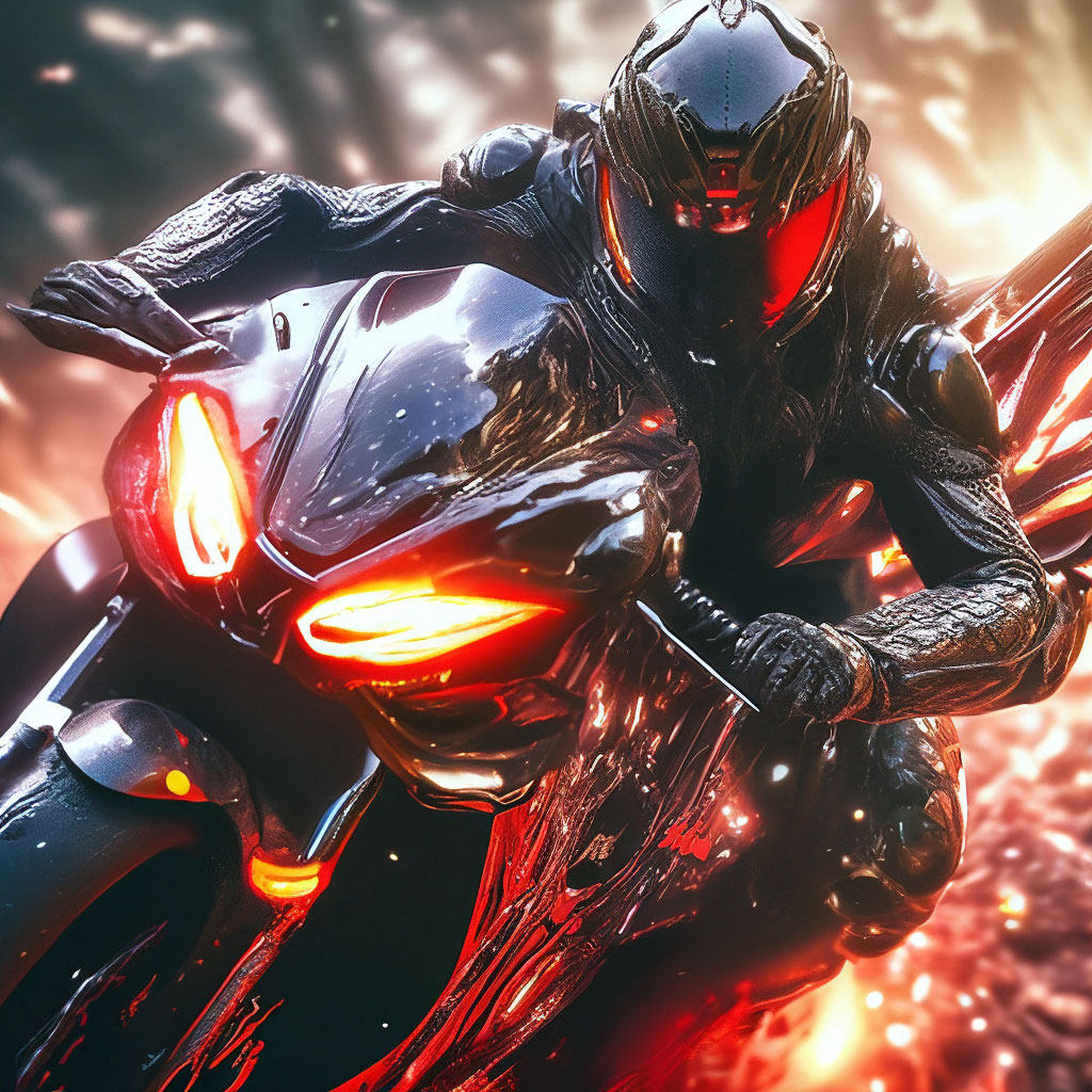 "Hyperrealism lava graphite anthropomorphic sports motorcycle ...