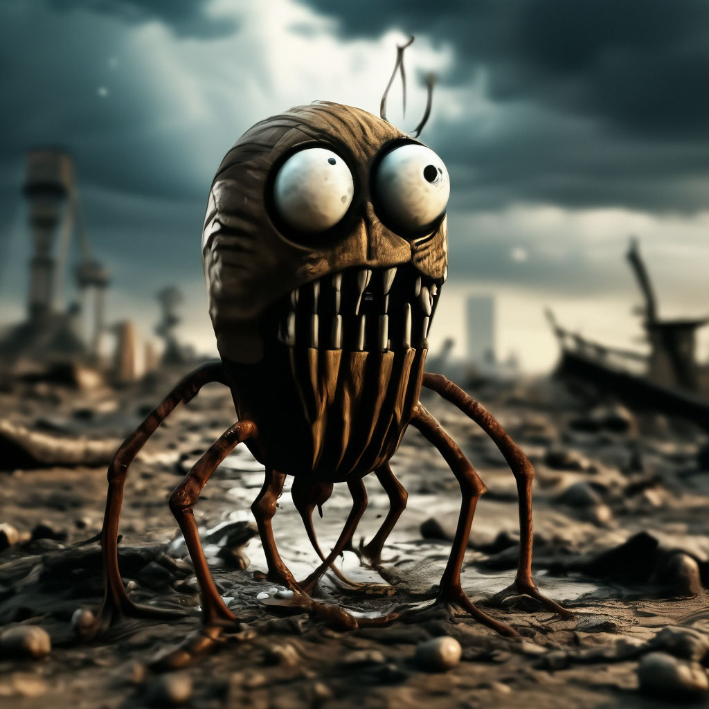 "Creep cartoon funny savvy flea" — image created in Shedevrum