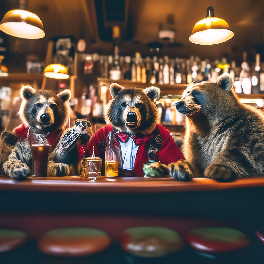 "Wild animals in the bar" — image created in Shedevrum