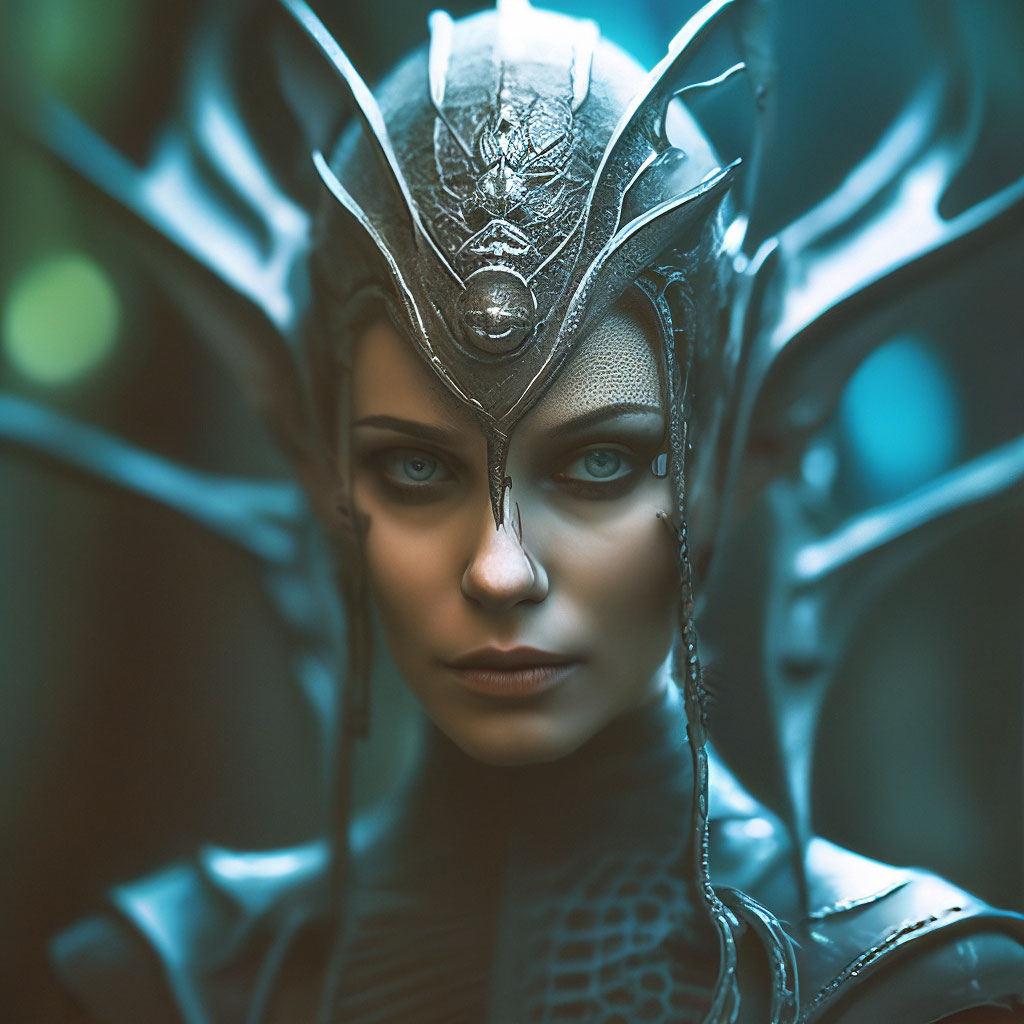 "Liminal, anthropomorphic creature,spider woman,head of a female elf ...