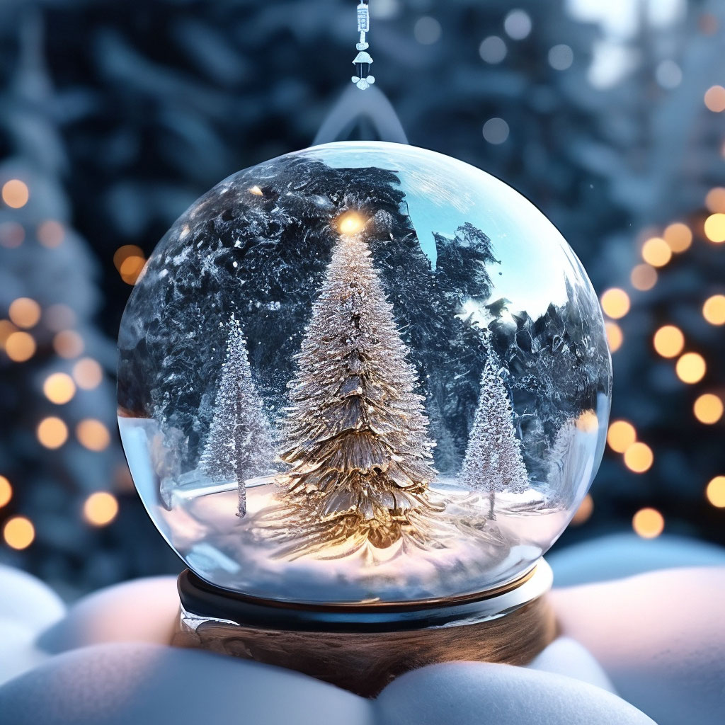 "Christmas tree ball glass, transparent ball inside crystal snowflake ...