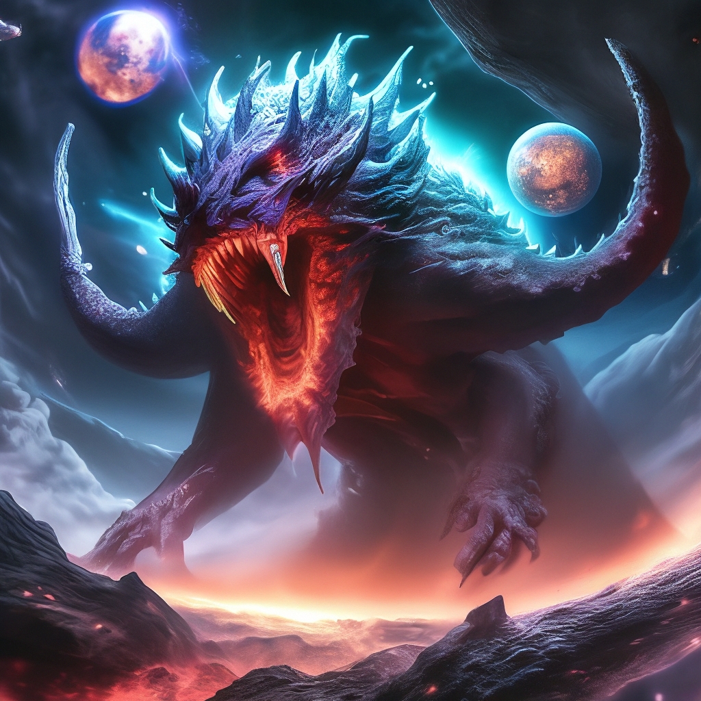 "A galactic monster devouring planets" — image created in Shedevrum