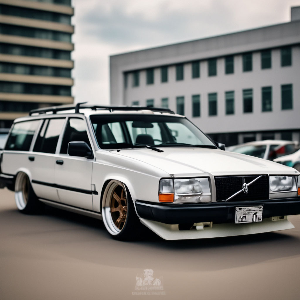 "VOLVO 940 STATION WAGON TUNING LARGE WHEELS" — image created in Shedevrum